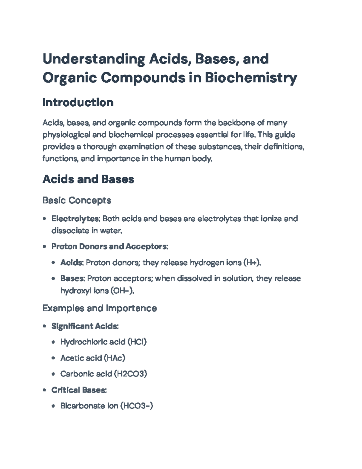 Biochemistry: Acids, Bases, and Organic Compounds Overview (BIO101 ...