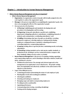 Operations Management - Lecture notes, lectures 1 - 11 - Chapter 1 ...