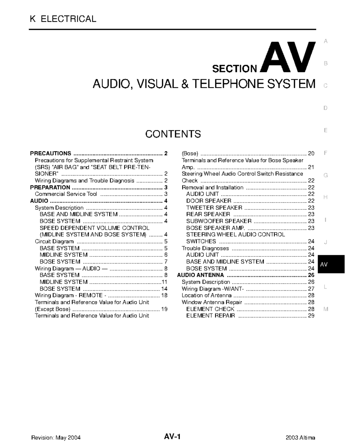 Manual de Sistema de Audio y Telefonía Altima 2003-2004 - Studocu