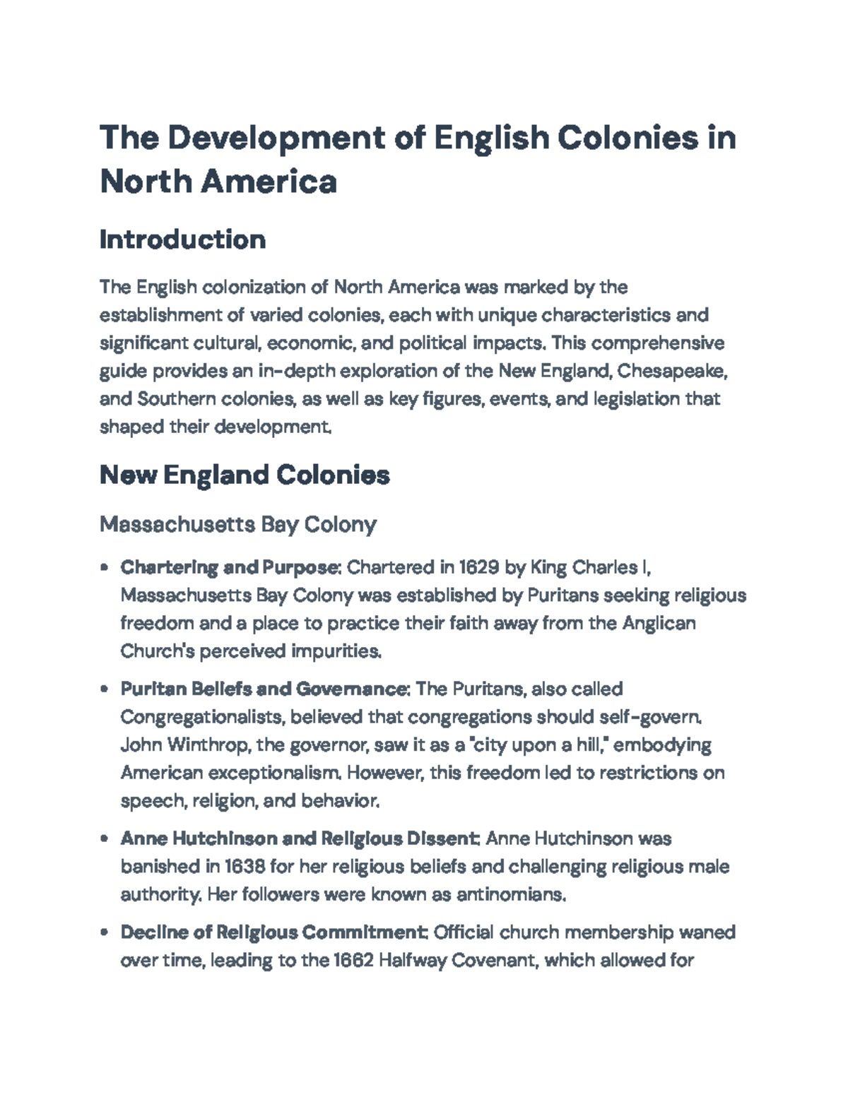 Development of English Colonies in North America: Key Themes & Events ...