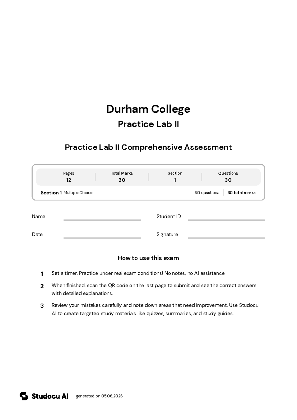 Practice Lab II Comprehensive Assessment - Studocu