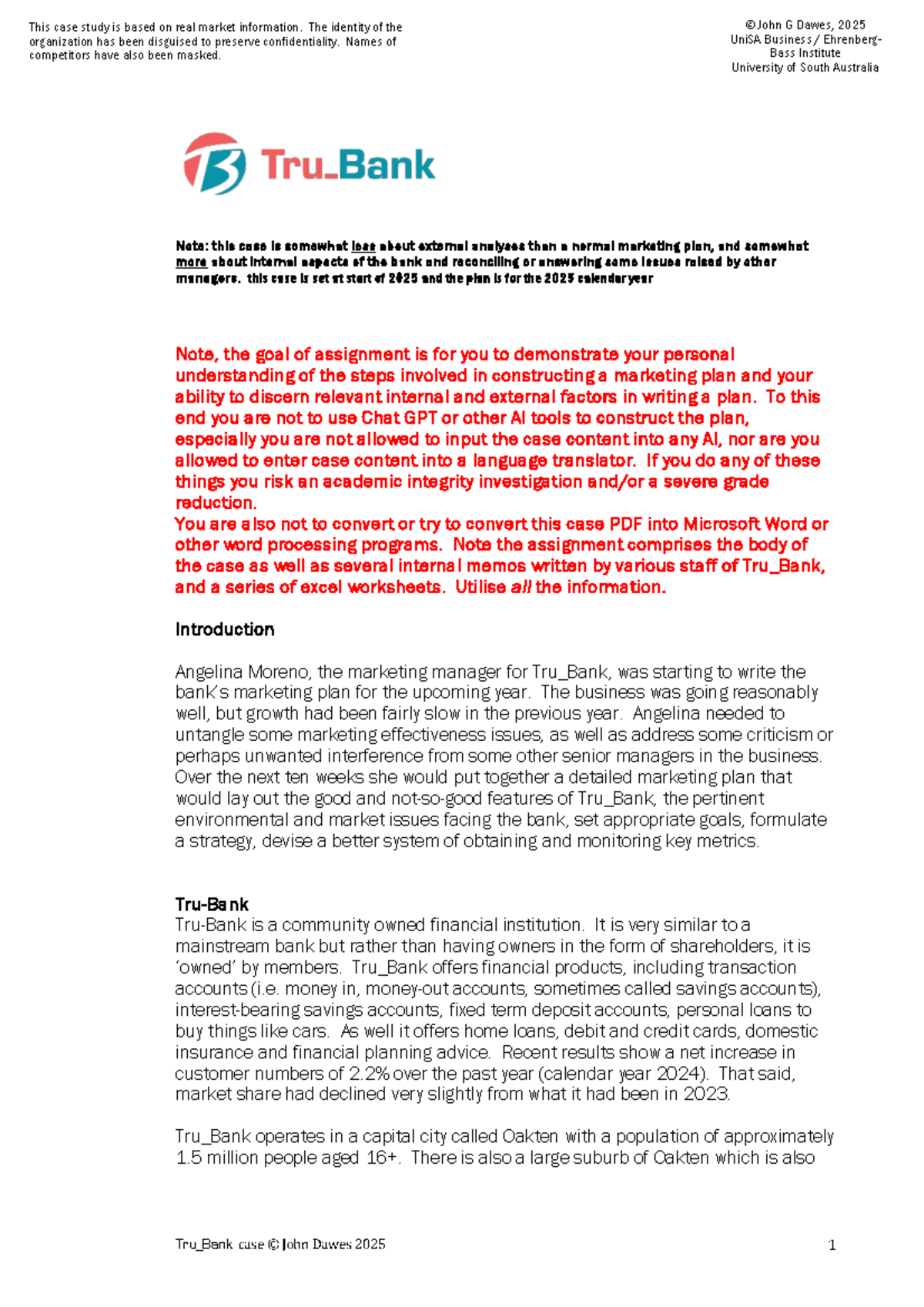 Tru_Bank Marketing Plan Case Study Analysis: 2025 Strategy Overview ...