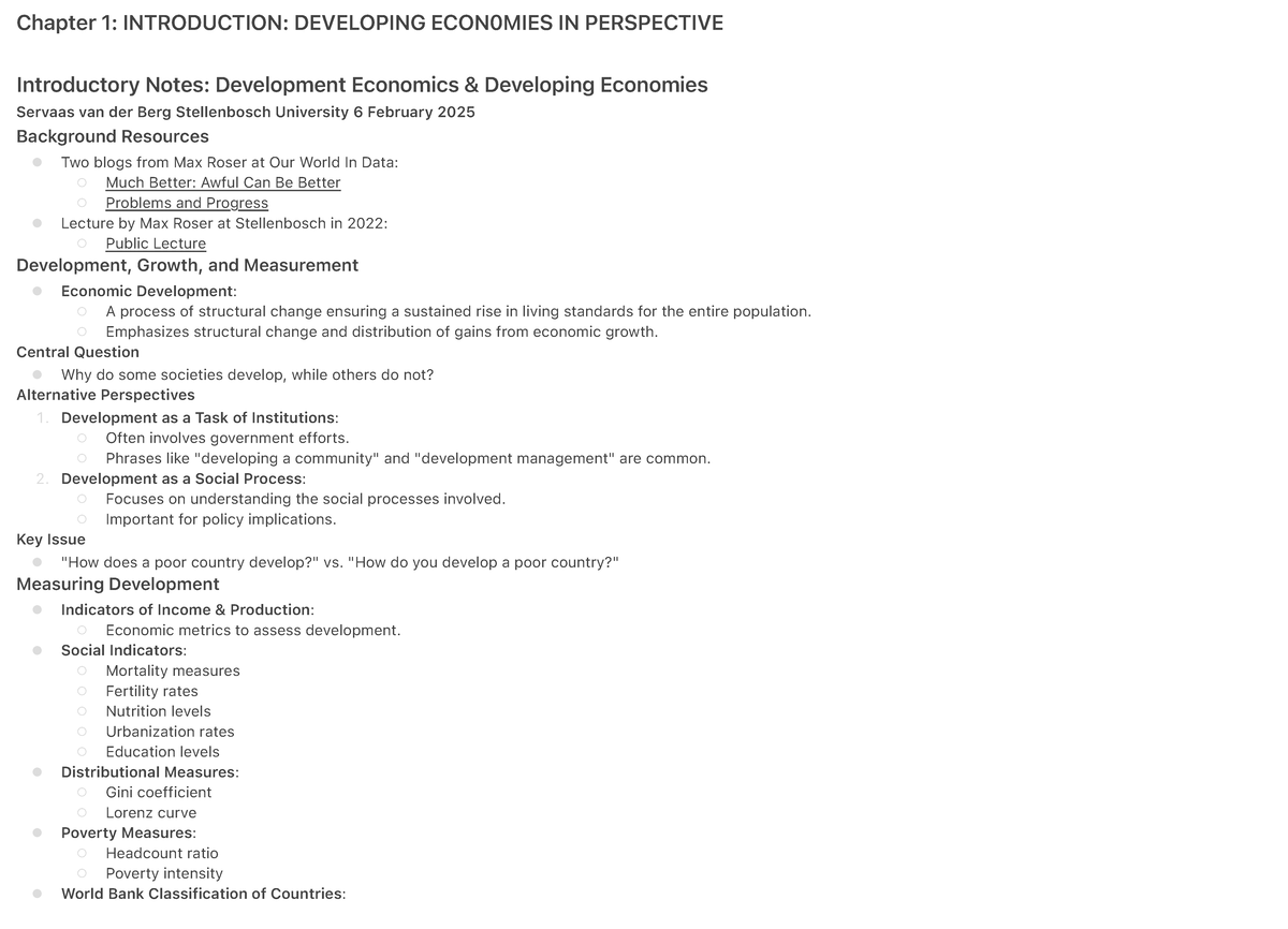 Chapter 1: Introductory Notes on Development Economics (DEV 101) - Studocu