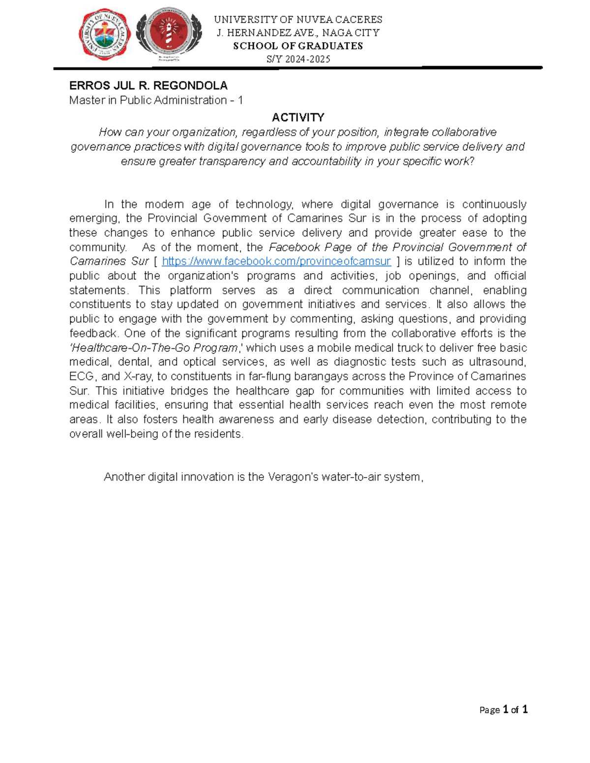 Master in Public Administration 1: Integrating Digital Governance Tools ...