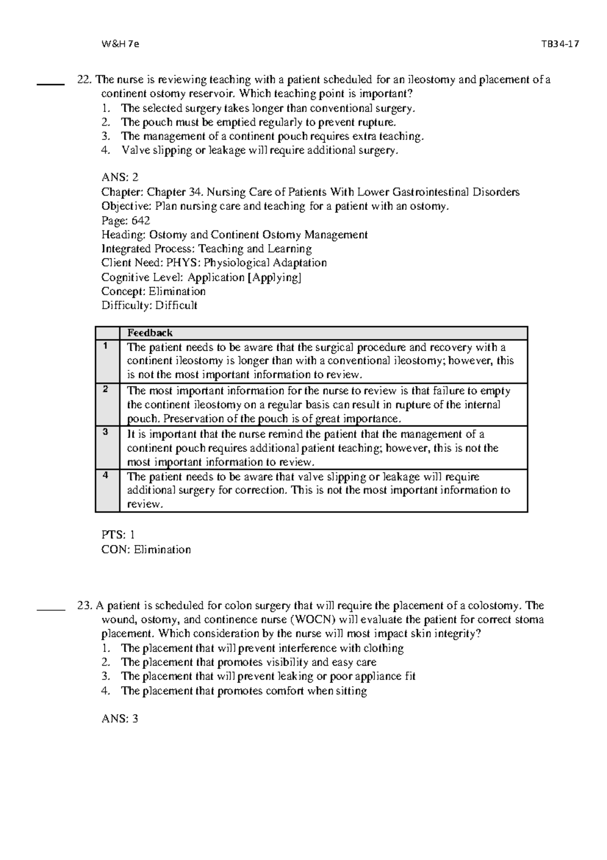 NUR 712 - Teaching Points for Continent Ostomy Management - Studocu