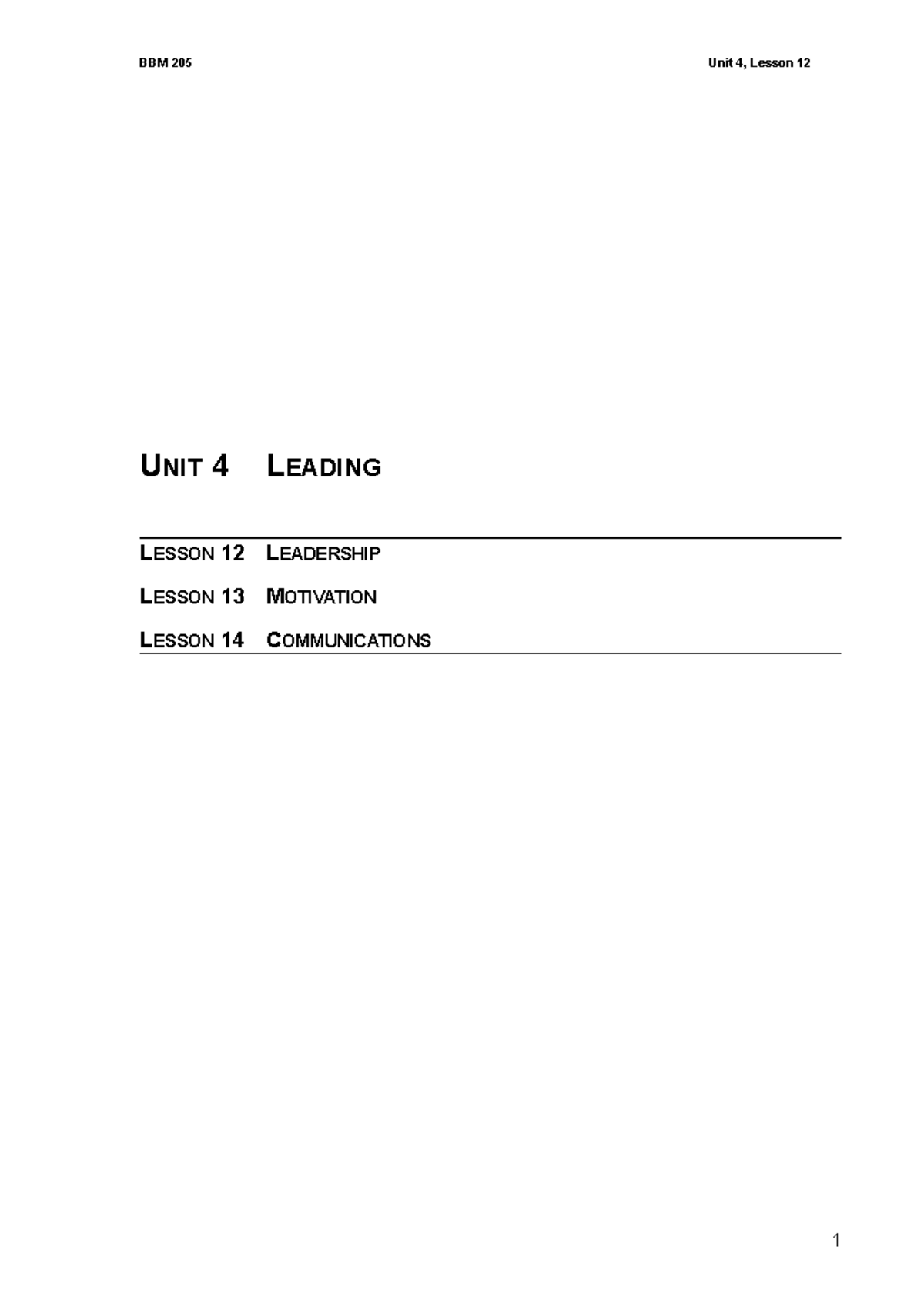 BBM205 Unit 4 & 5 - Leadership, Motivation, and Communication Lessons ...
