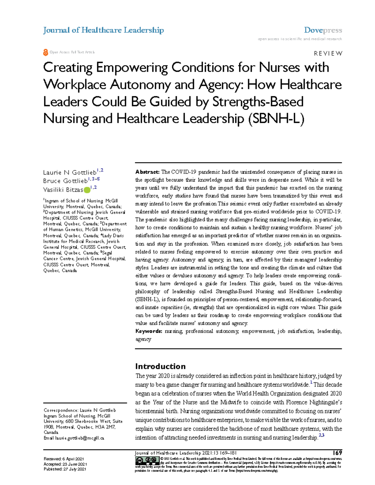 Creating Empowering Conditions for Nurses: A Leadership Guide (JHL-13) - Studocu