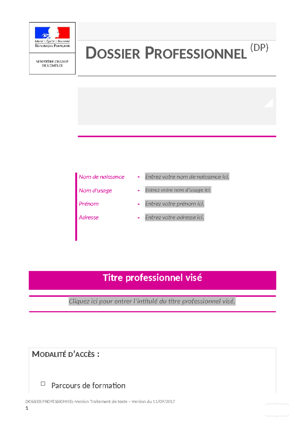 DP Modèle 2022 - Dossier Professionnel Négociateur Technico-Commercial - Studocu
