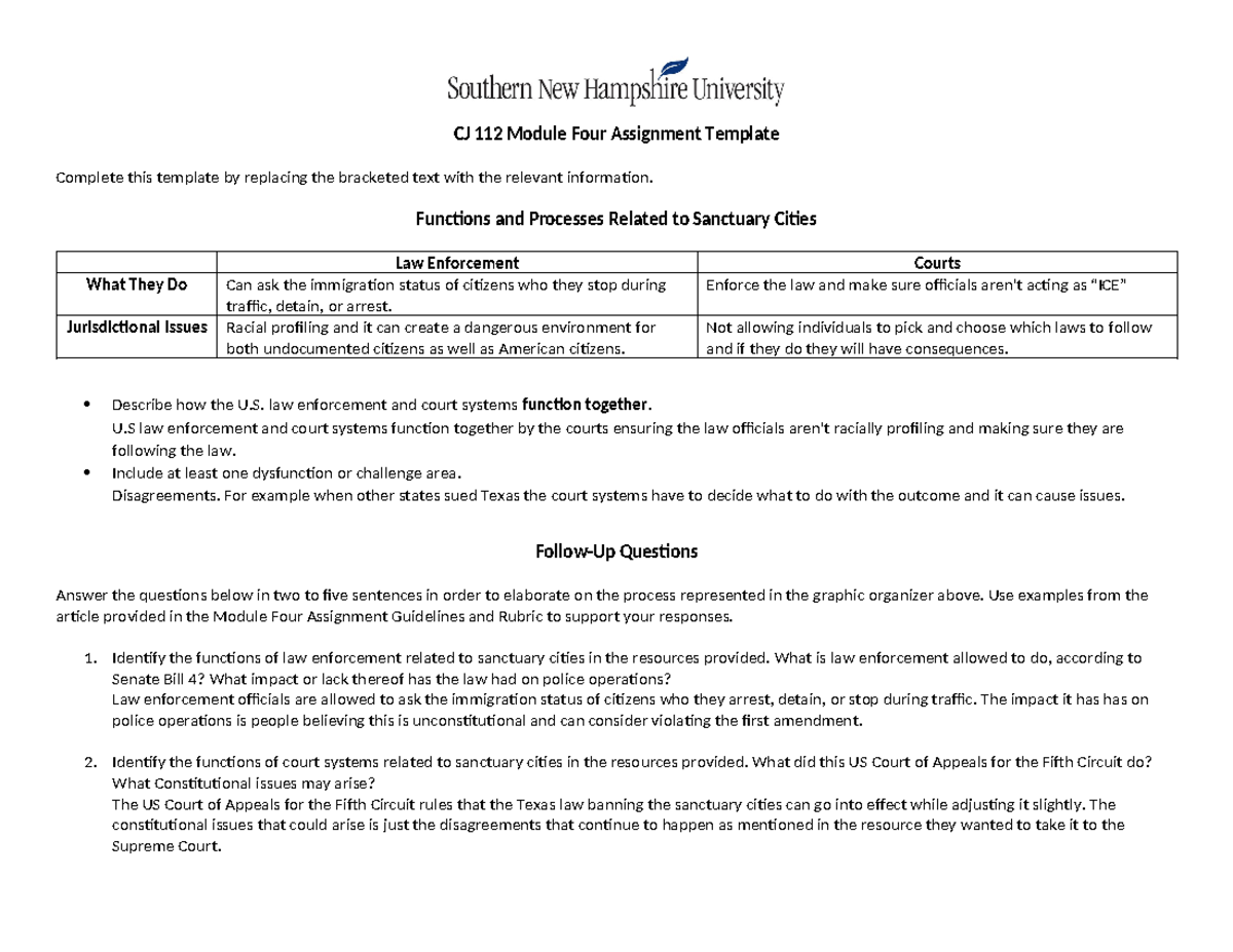 CJ 112 Module Four Assignment Template - CJ 112 Module Four Assignment ...