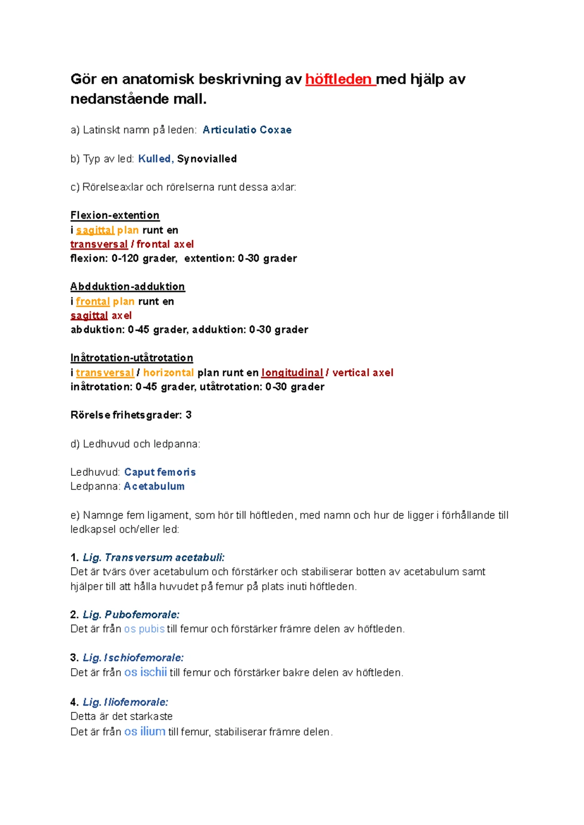 Anatomi II - Nedre Extremitet: Muskler, Leder & Skelettdelar - Studocu