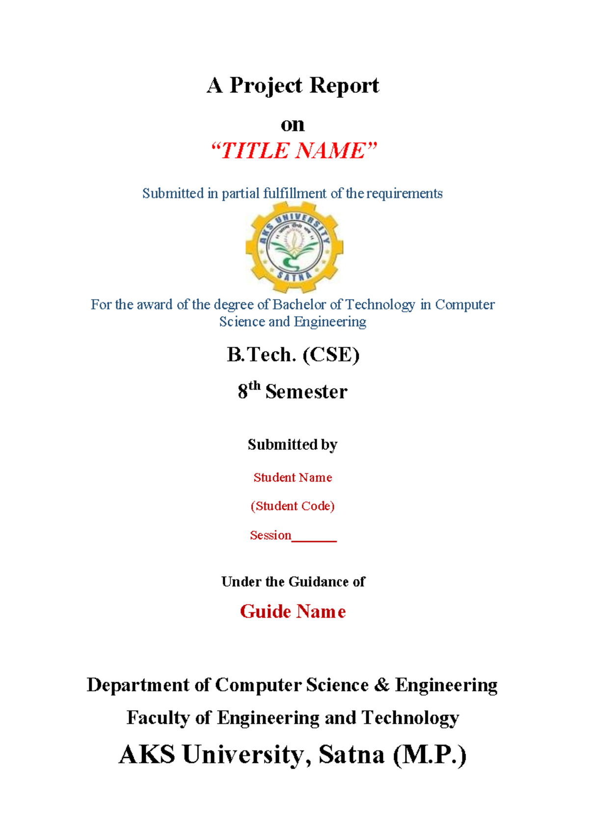 Project Report for B.Tech (CSE) 8th Semester: Virtual Classroom System ...