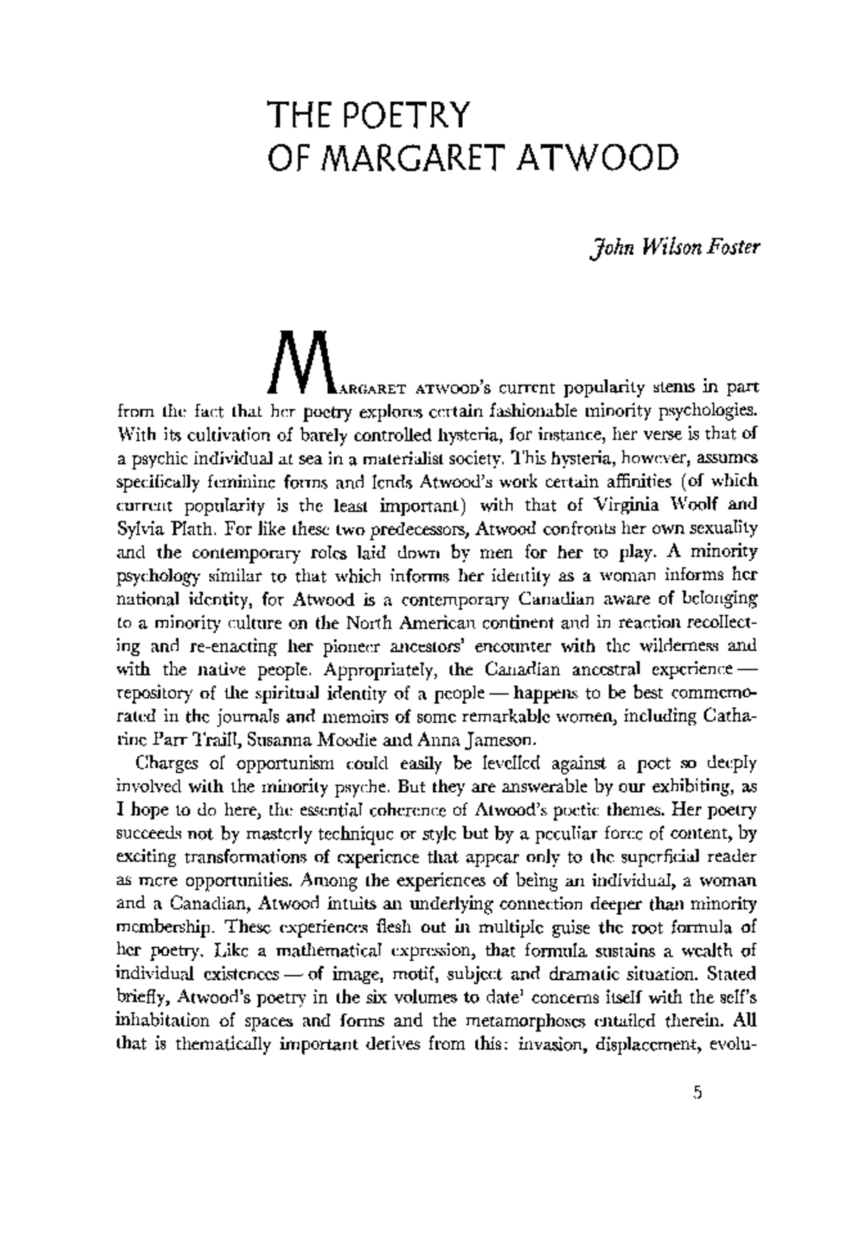 Exploring Themes in Margaret Atwood's Poetry: A Study Guide - Studocu