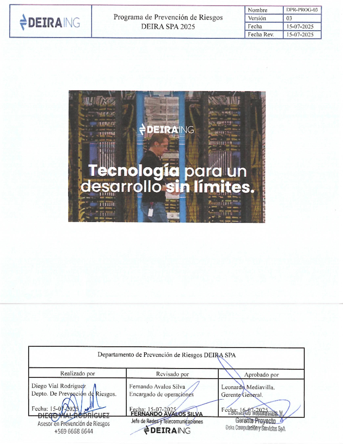 Programa de Prevención de Riesgos DEIRA SPA 2025 - Versión 3 - Studocu