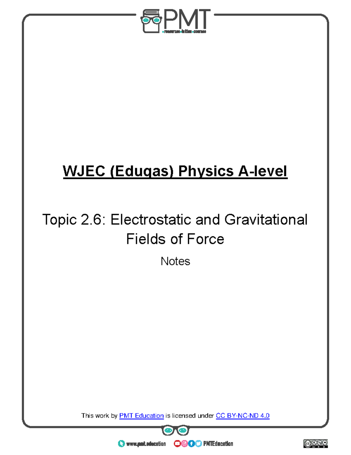 WJEC (Eduqas) Physics 2.6: Electrostatic & Gravitational Fields Notes ...