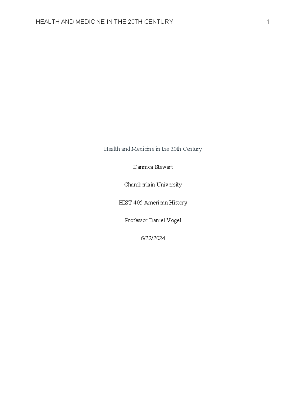 HIST405 Final Exam Study Notes: Health and Medicine in the 20th Century ...