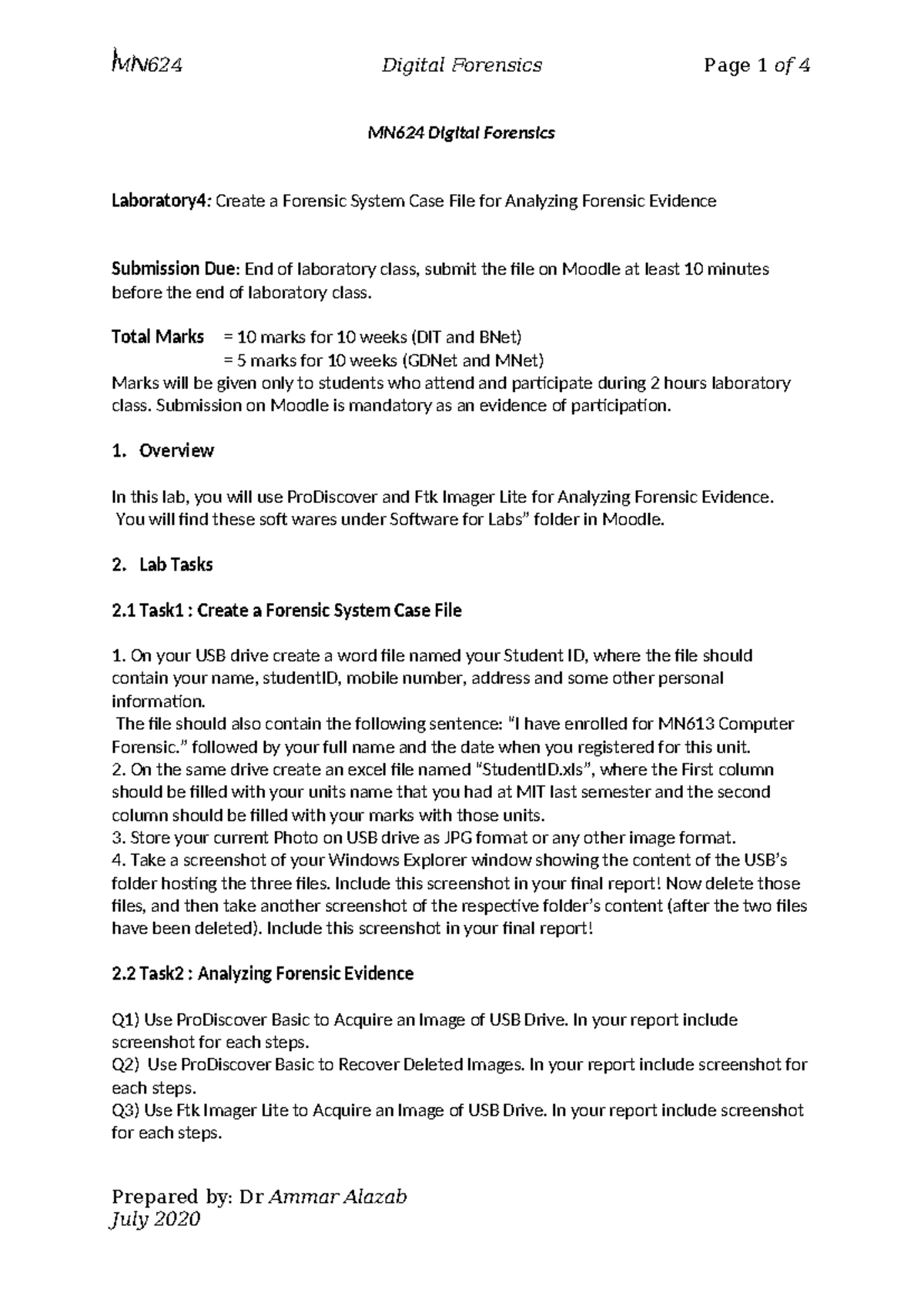 MN624 Lab04 Create a Forensic System Case File for Analyzing Forensic Evidence - MN624 Digital ...