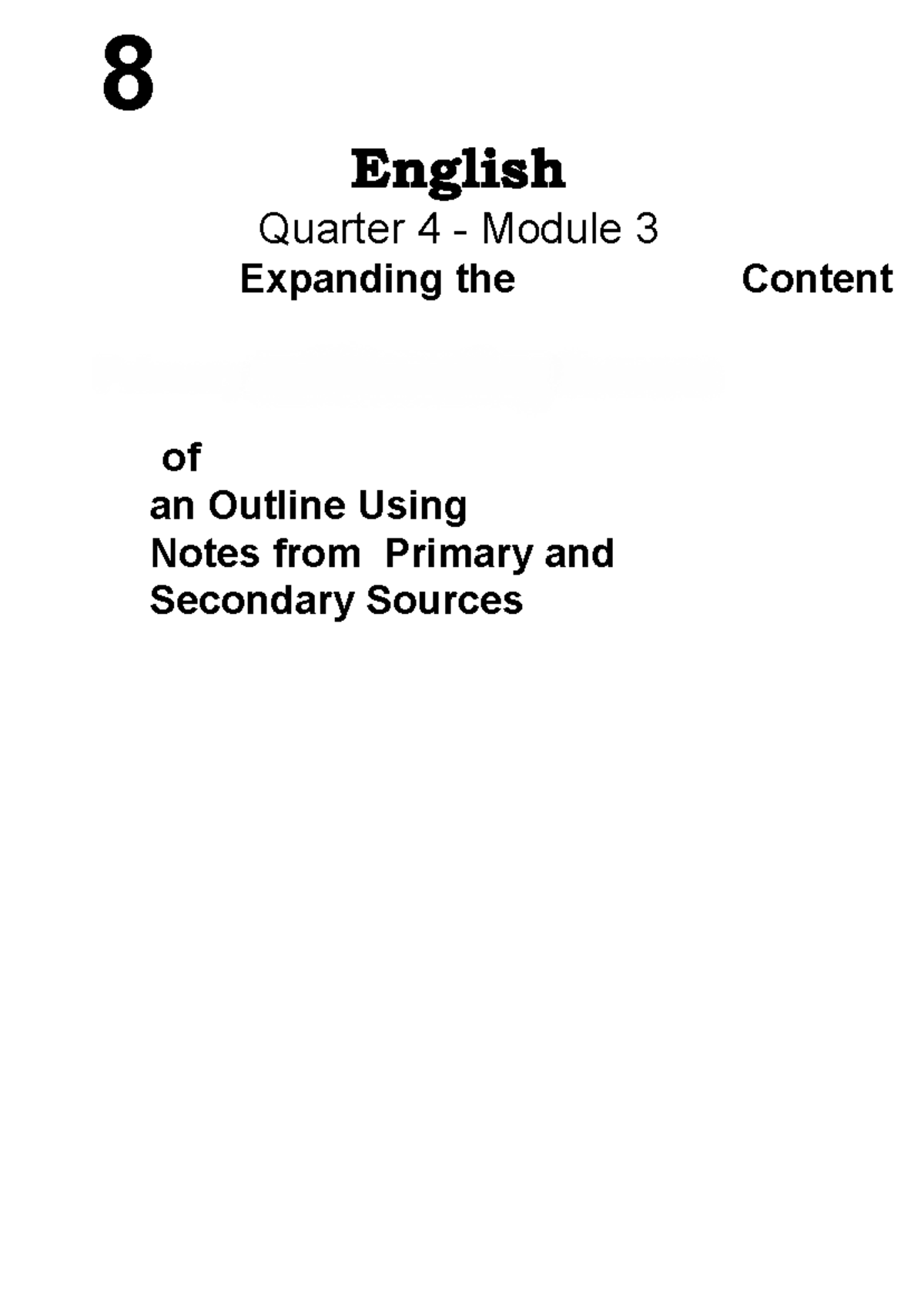 English 8 Q4 Module 3 - N/A - 8 English Quarter 4 - Module 3 Expanding ...