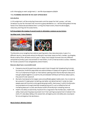 Unit 4 assignment 2 Resub - Unit 4 Managing an event assignment 2 ...