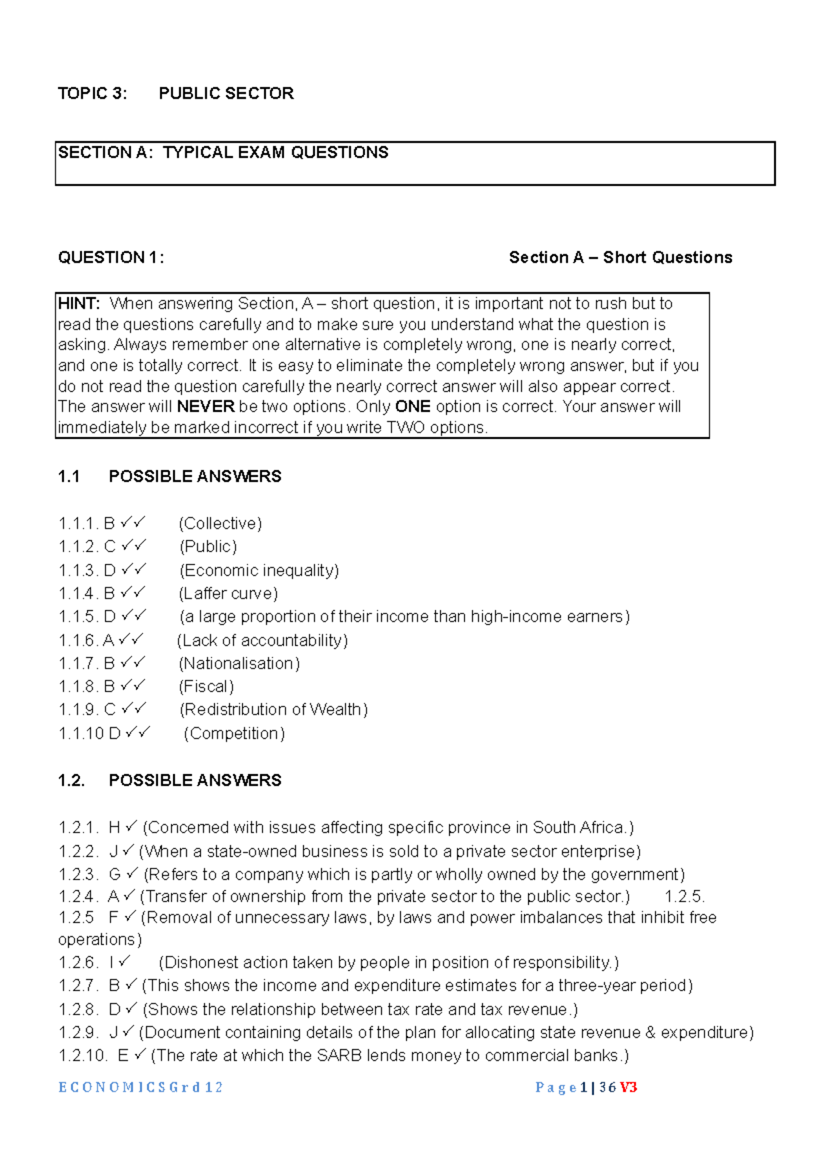 ECON 12: Public Sector Exam Questions & Answers - Study Guide - Studocu