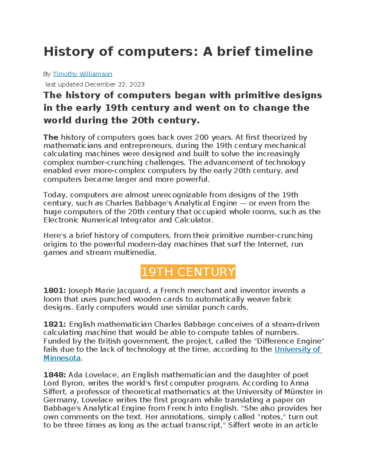 History-of-computers A-brief-timeline - History of computers: A brief ...