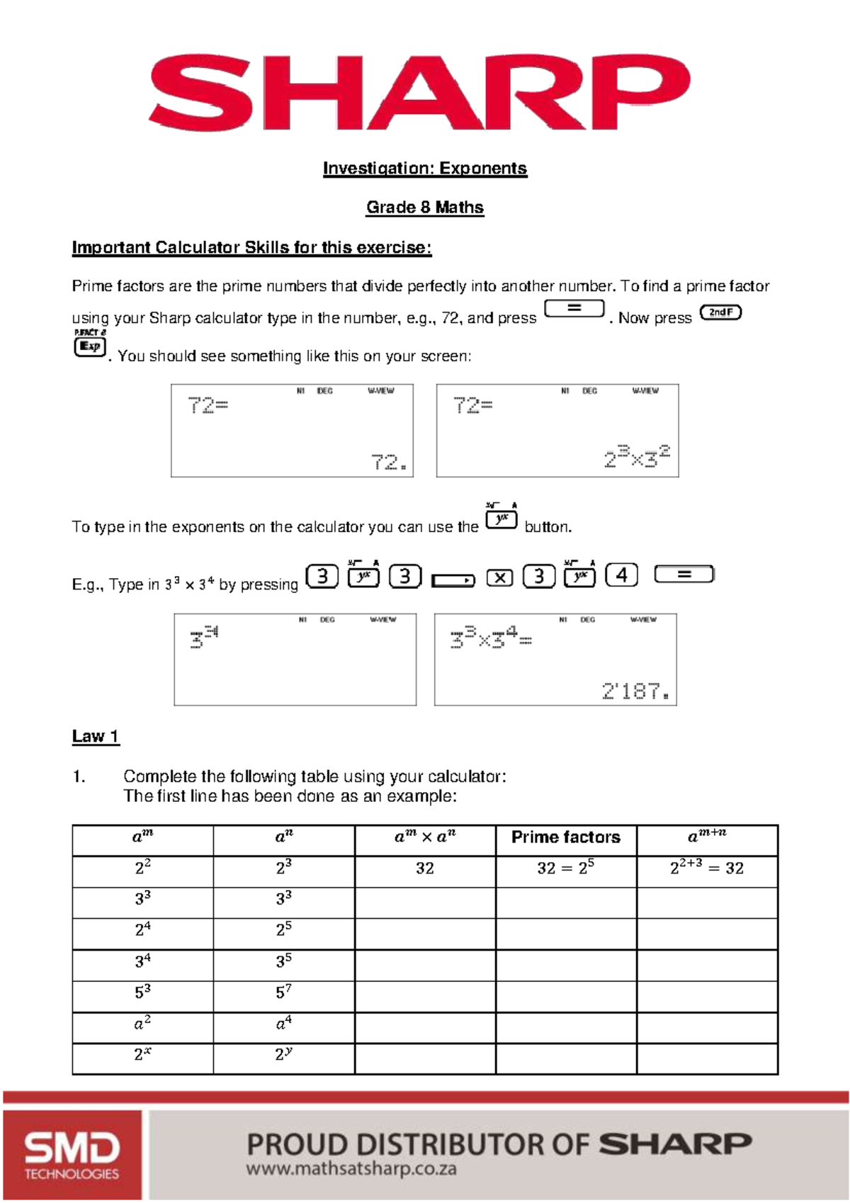 Grade 8 Math: Investigating Exponents and Calculator Skills - Studocu