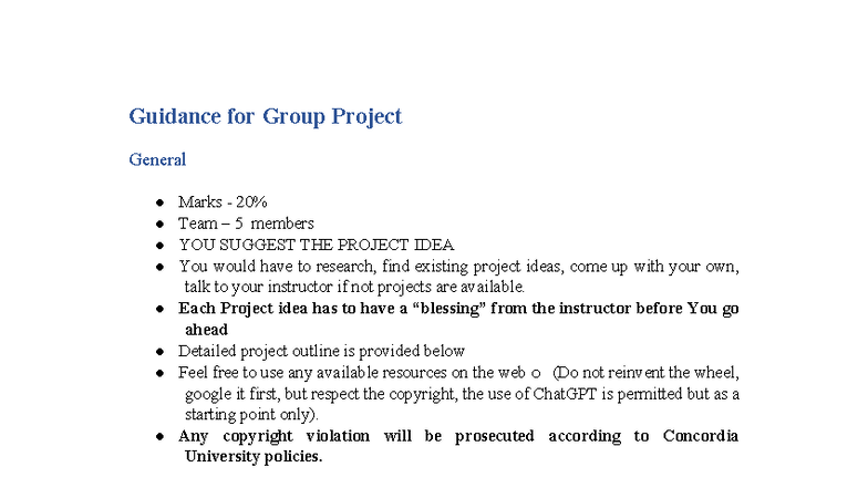 BTM 480 Group Project Guidance: Team 5 Project Ideas & Outline - Studocu