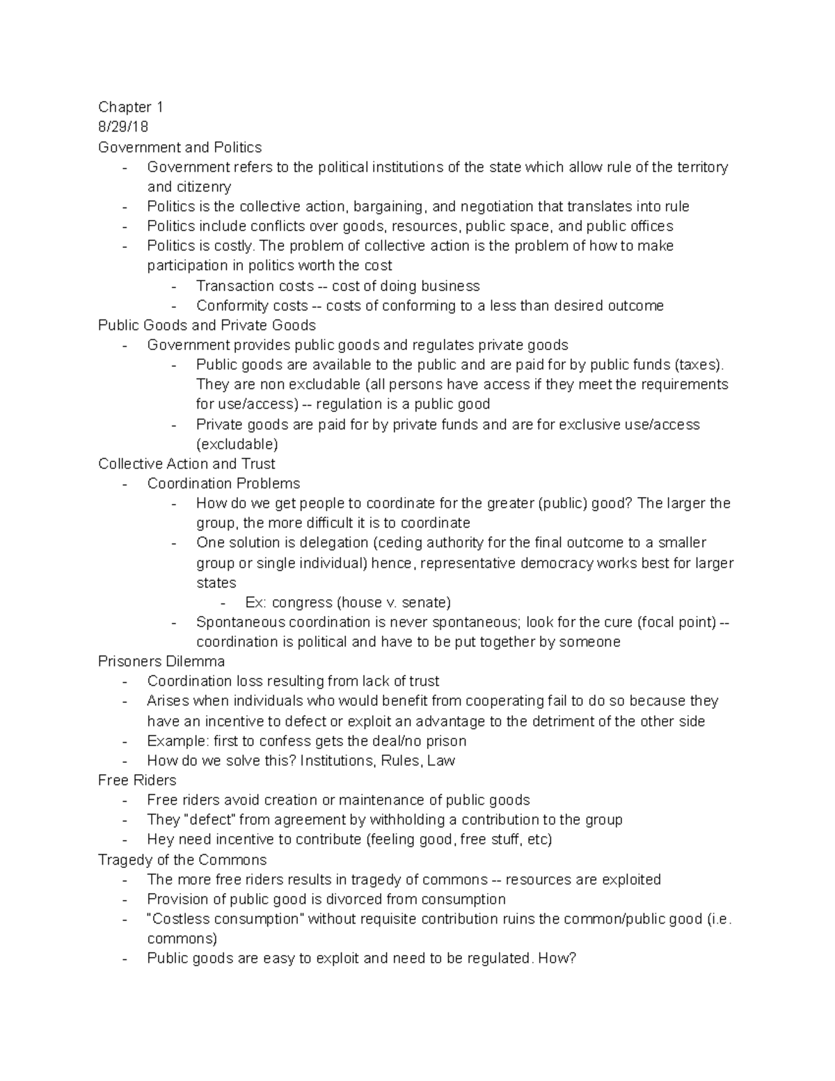 POLS102 Exam 1 - Comprehensive Lecture Notes on Government & Politics ...