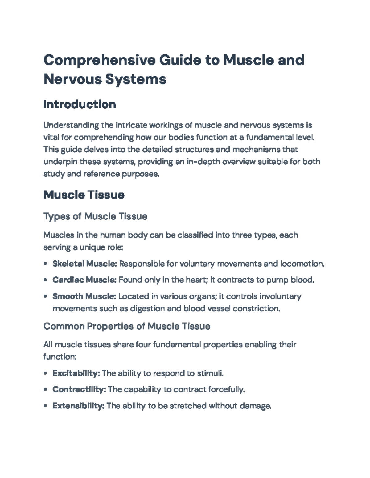 Comprehensive Guide to Muscle & Nervous Systems Overview ...