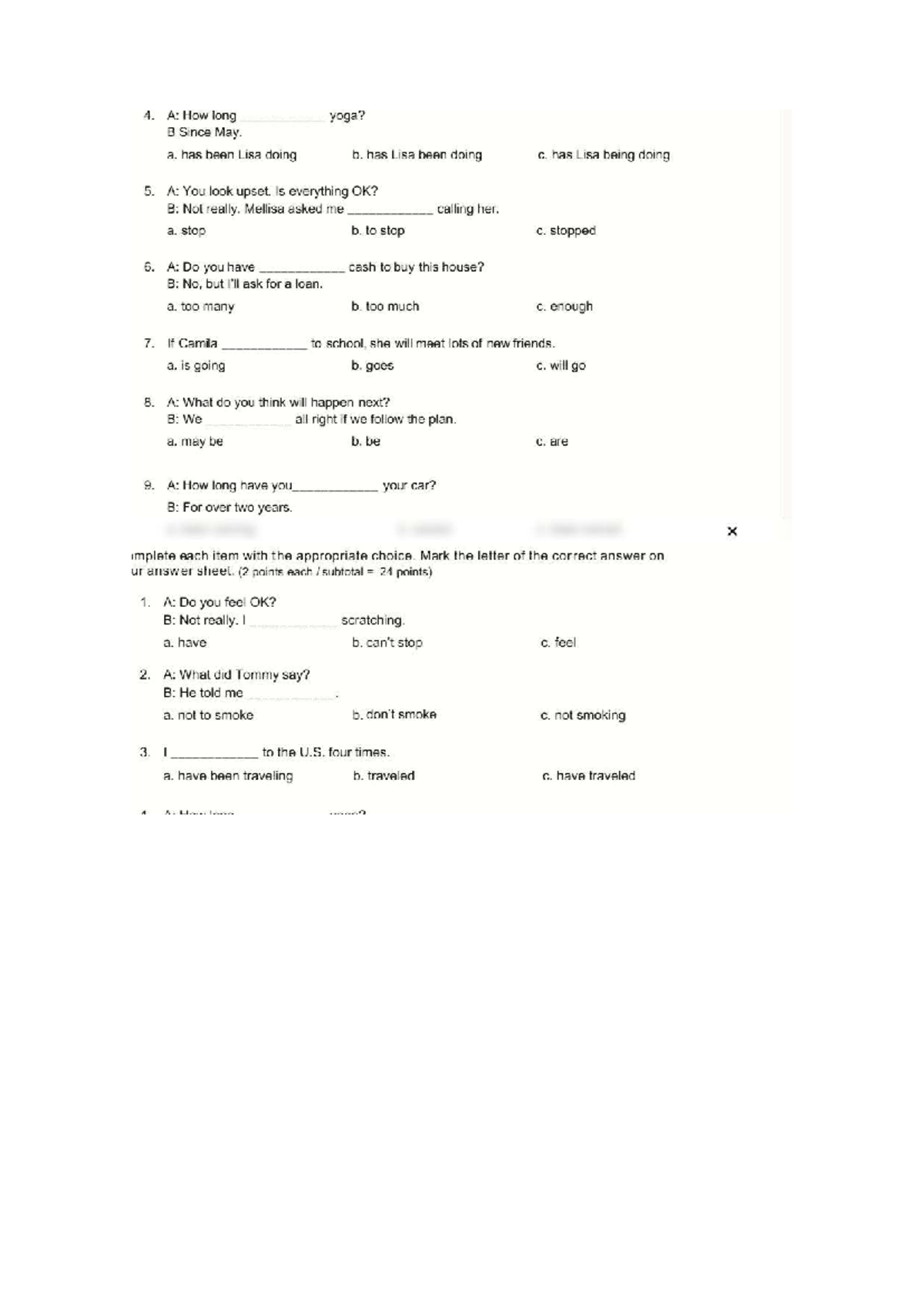 DI 103 FW: Vocabulary and Grammar Practice Exercises (Sections 1 & 2 ...