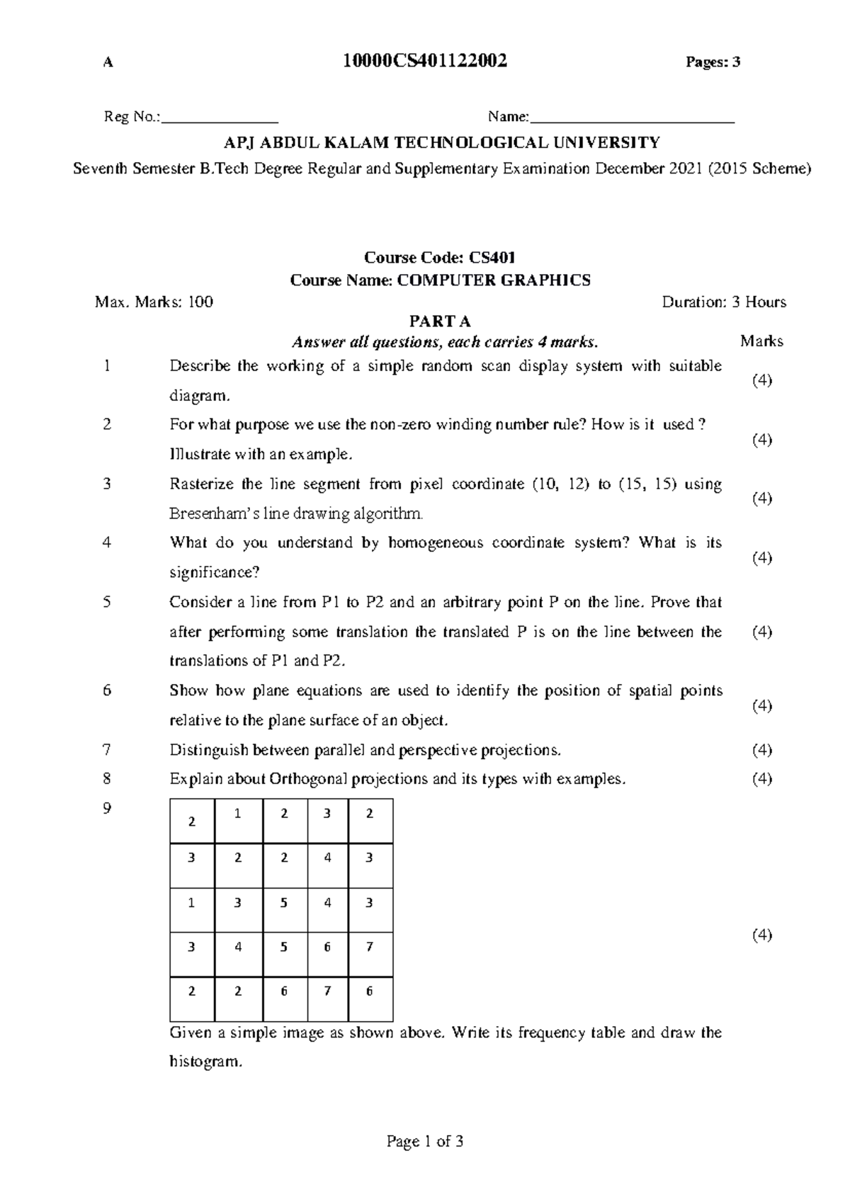 CS401 - Computer Graphics December 2021 Exam Question Paper - Studocu