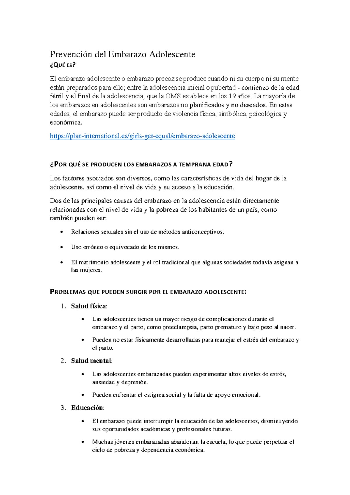 Charla - Prevención del Embarazo Adolescente - Prevención del Embarazo ...