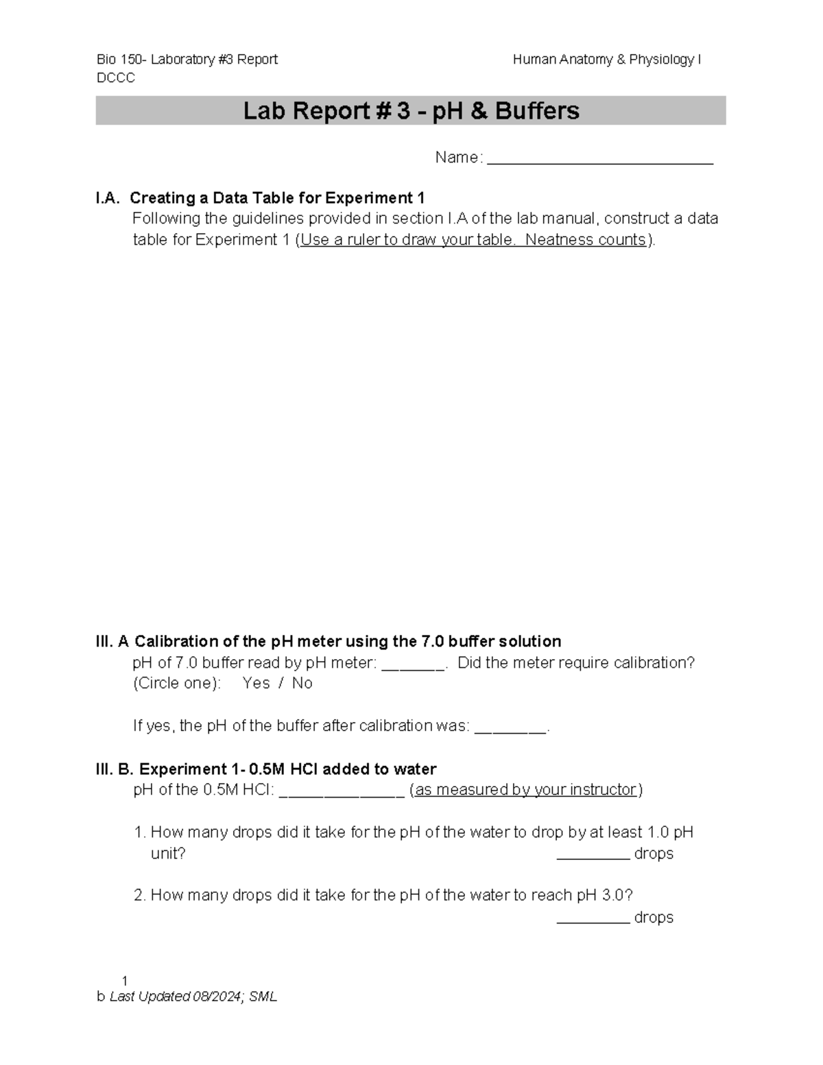 BIO 150 - Lab #3 Report on pH & Buffers Analysis - Studocu