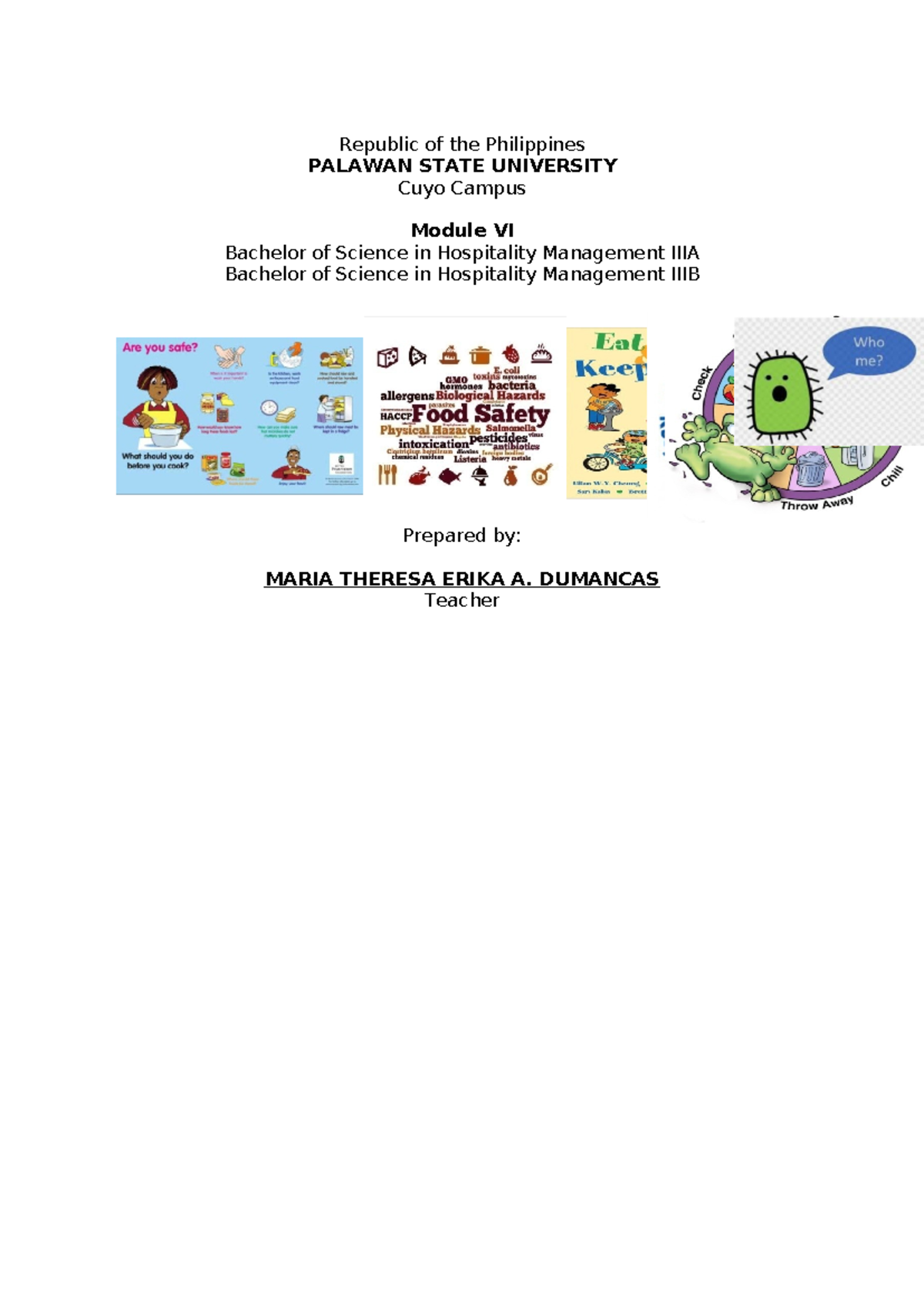 BSHM Module VI: HACCP and Food Safety Risk Management Guide - Studocu
