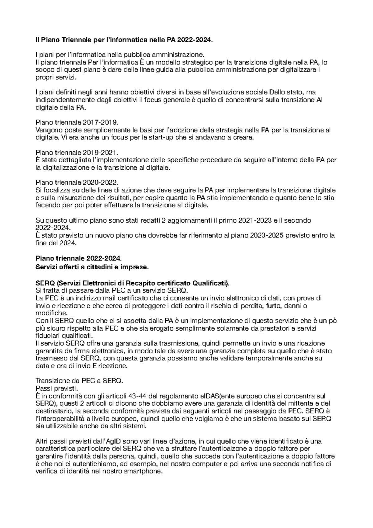 Piano Triennale Informatica 2022-2024: Strategia per la Transizione ...