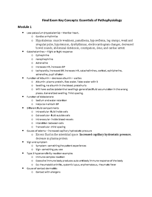 NUR2063 Essentials of Pathophysiology Exam 1 April 2025 - Systems ...
