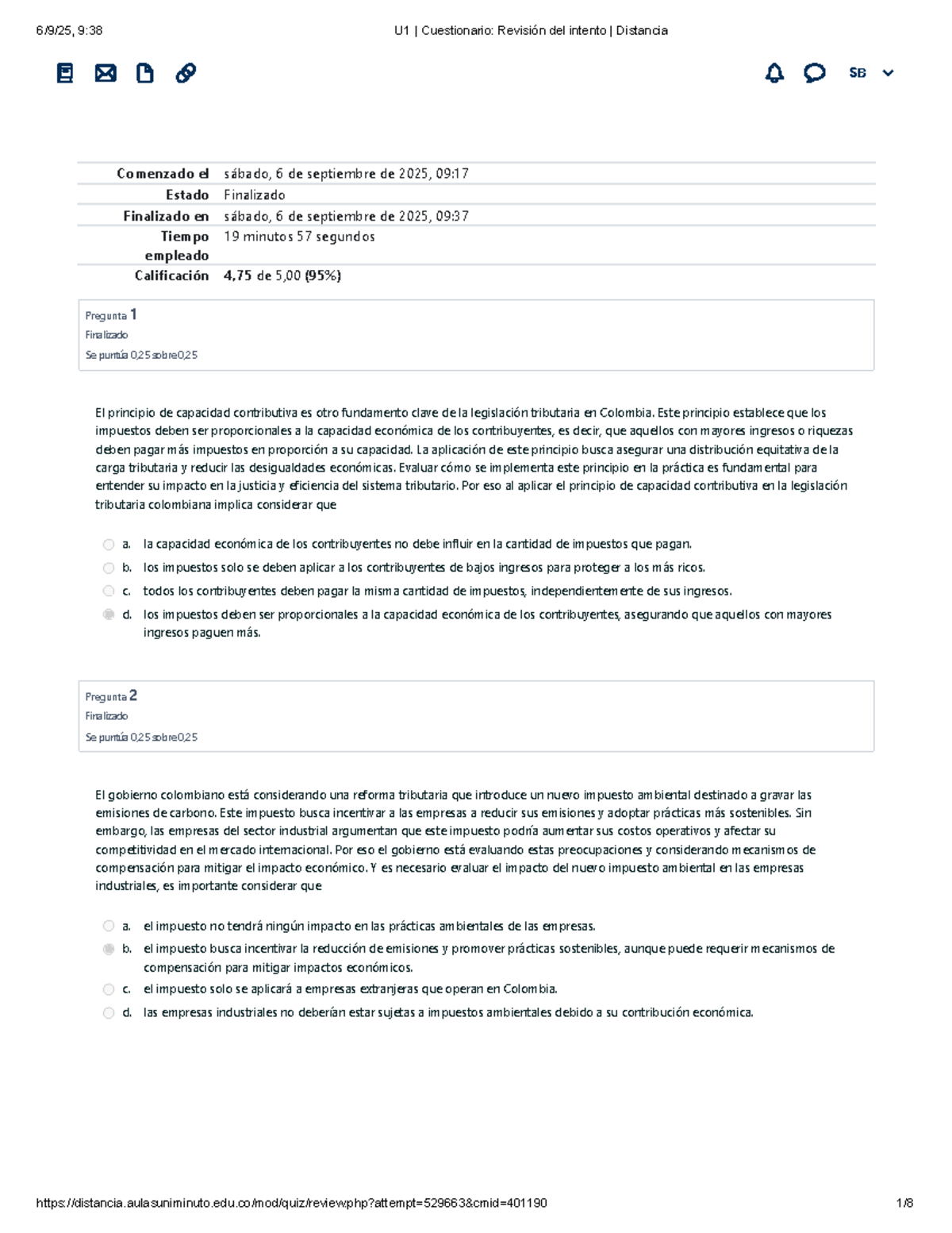 U1 Cuestionario: Revisión de Conceptos Clave en Legislación Tributaria - Studocu