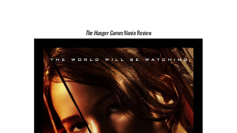 Hunger Games Movie Review Analysis - Studocu