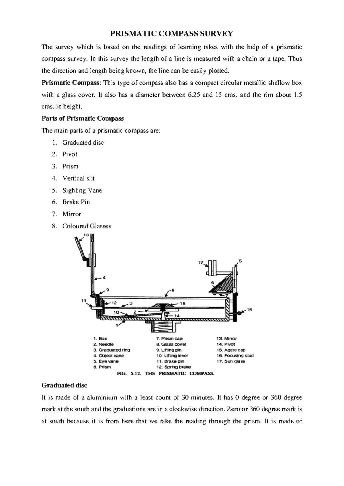 100012609 - Comprehensive Overview of Prismatic Compass Surveying - Studocu