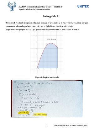 Entregable 1 calculo integral - UNIVERSIDAD TECNOL”GICA DE M.. CAMPUS EN LINEA PRIMER ENTREGABLE ...