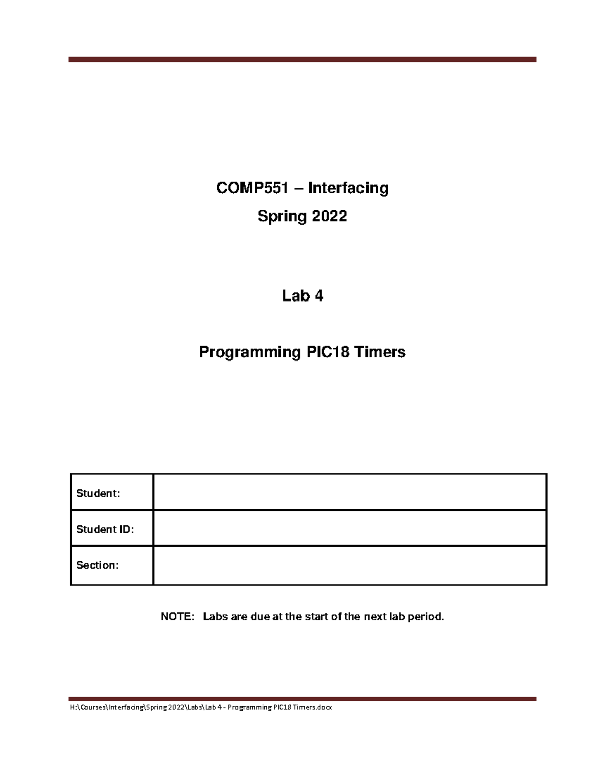 COMP551 Lab 4: Programming Timers in PIC18 Microcontrollers - Studocu