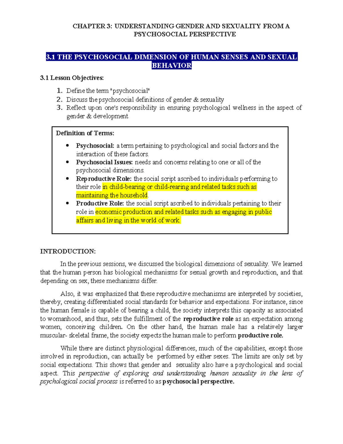 Chapter 3 - Psychosocial Dimensions of Gender & Sexuality Analysis ...