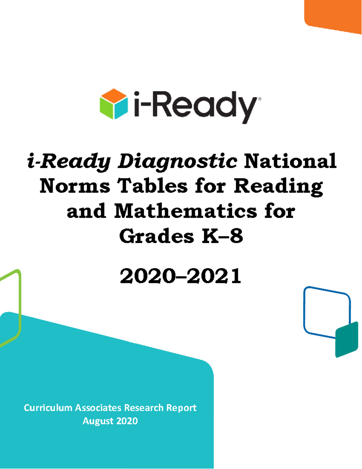 Iready norms tables K 8 2020 - Norms Tables for Reading and Mathematics ...