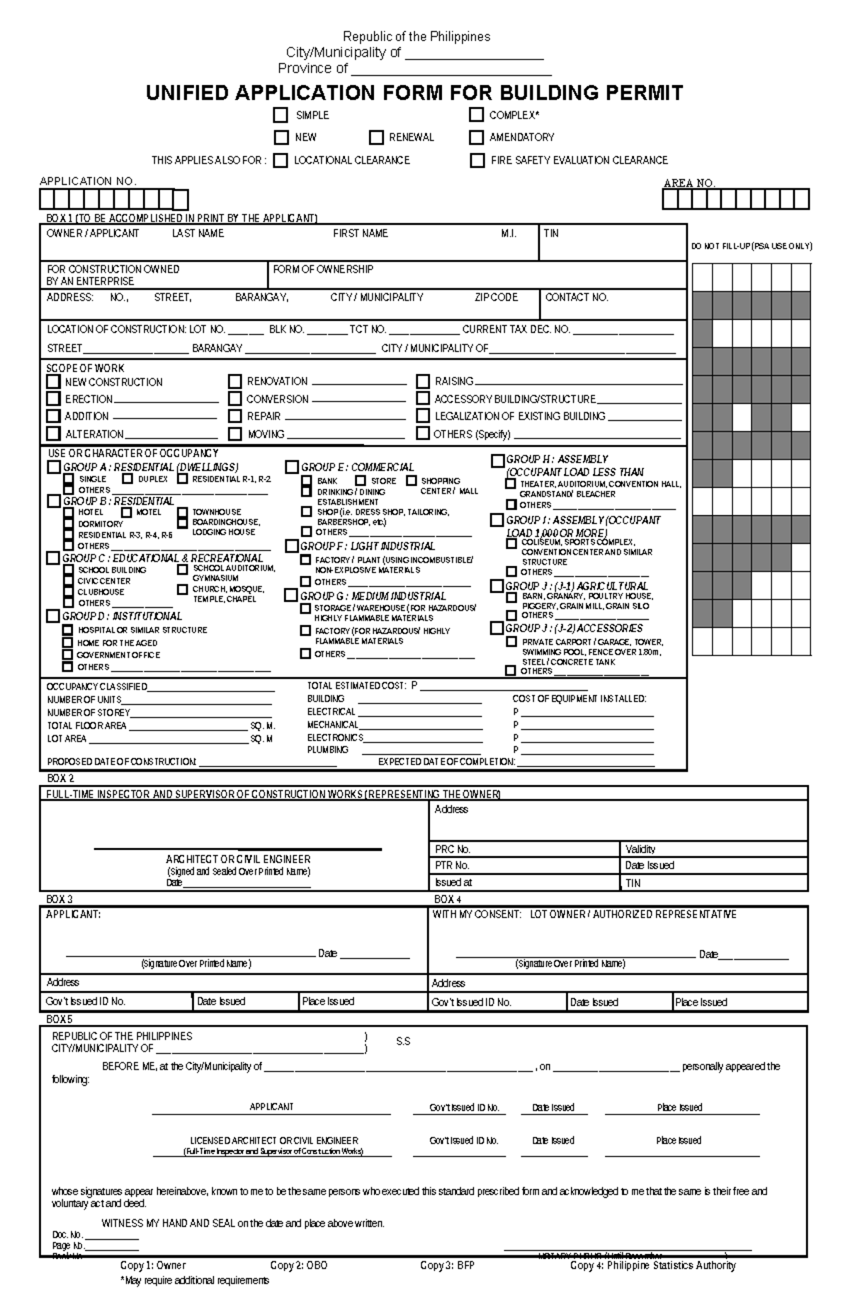 Unified Application Form for Building Permit (DPWH) - Studocu