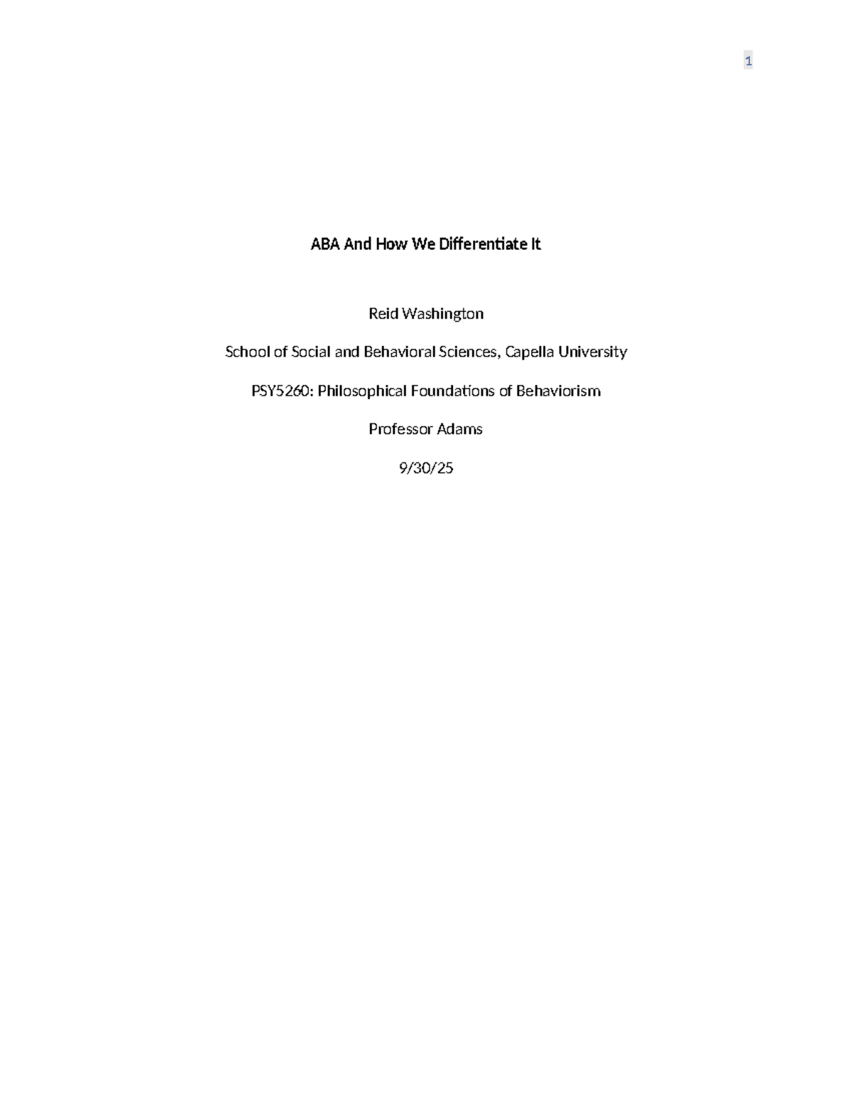 PSY5260: Dimensions of ABA and Their Applications in Behavior Analysis ...
