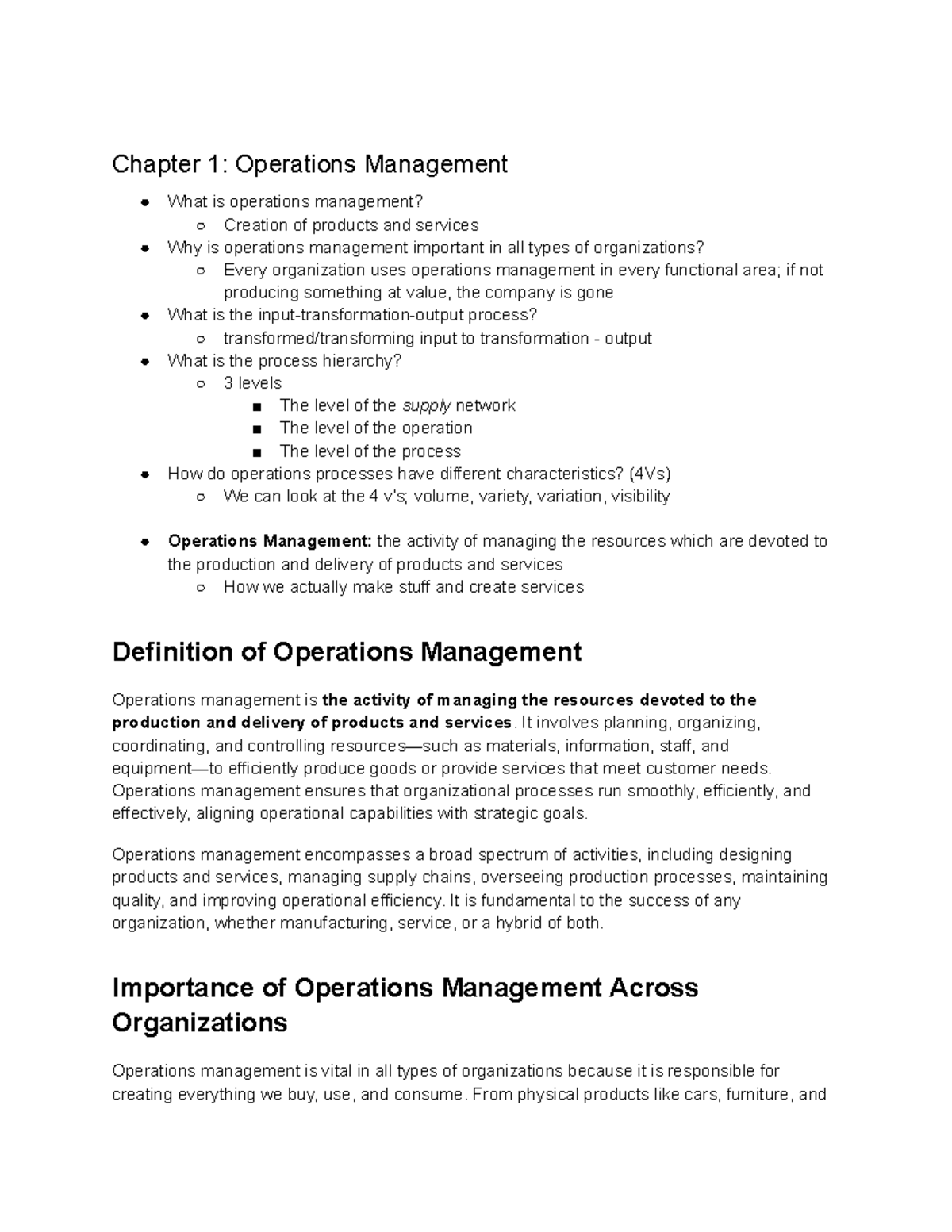Comprehensive Overview of Operations Management: Strategies ...
