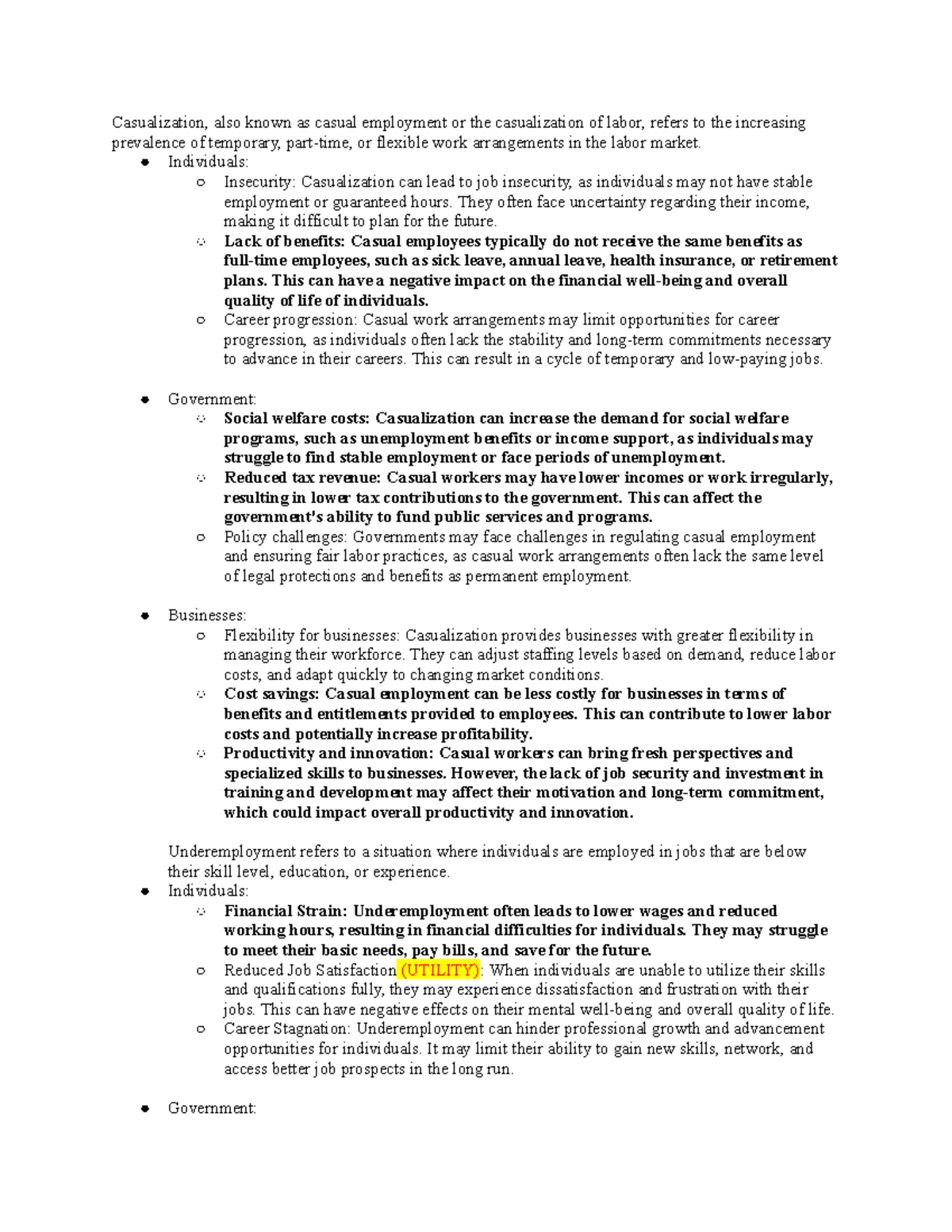 CAS 101 - Casualization & Underemployment: Key Insights & Impacts - Studocu