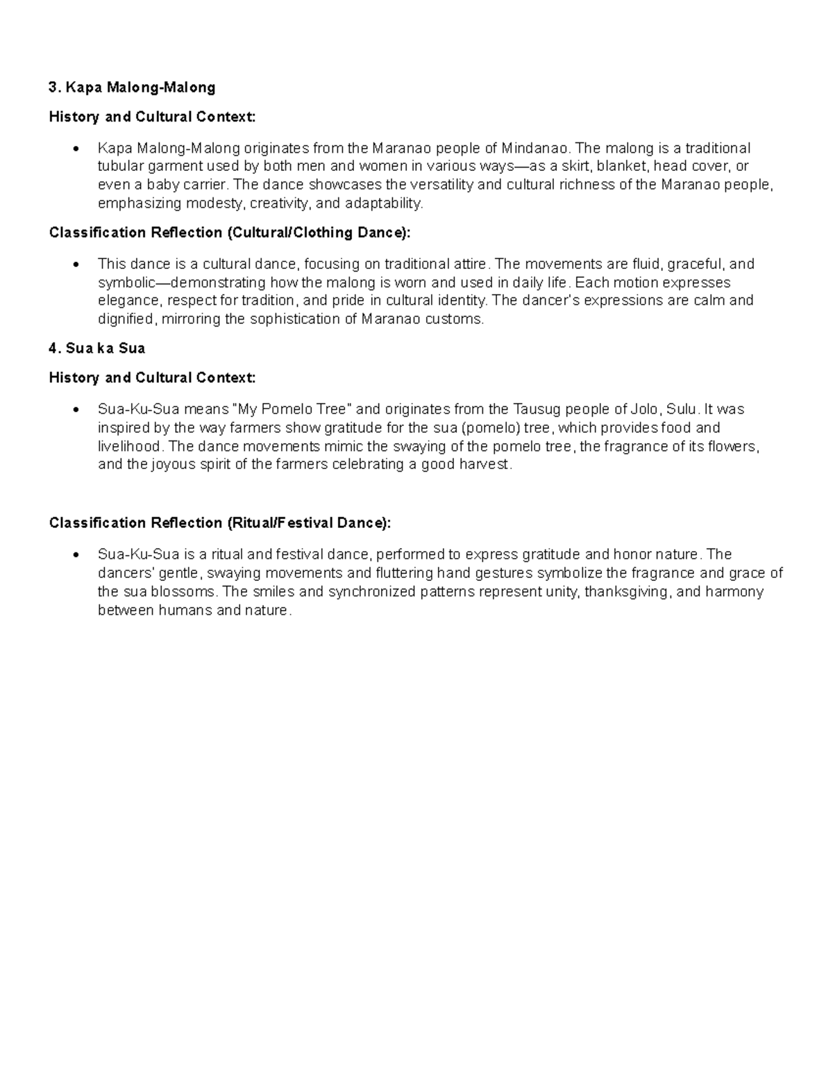 KAPA 3: Cultural Context of Malong & Sua Ka Sua Dance - Studocu
