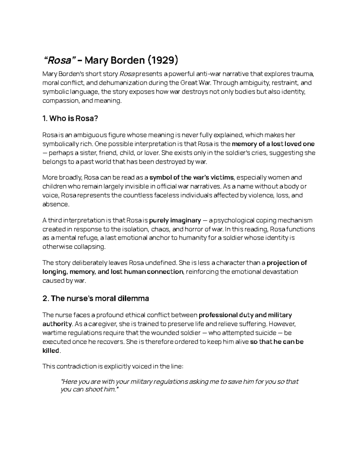 “Rosa” Analysis: Trauma and Dehumanization in Mary Borden's 1929 Short ...