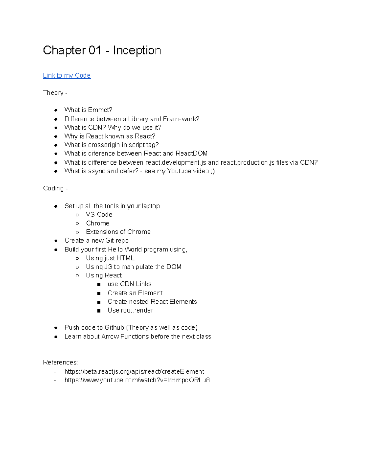 React Live All-in-One Notes: Chapter 01 & 02 Overview - Studocu