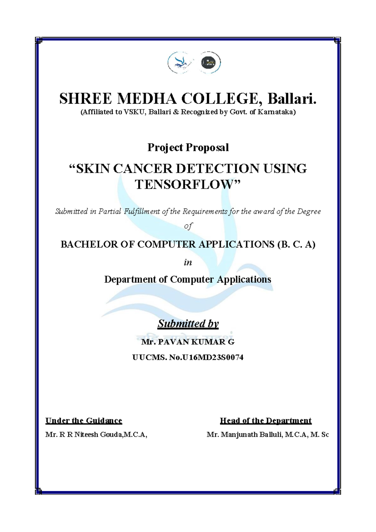 BCA Project Proposal: Skin Cancer Detection Using TensorFlow - Studocu